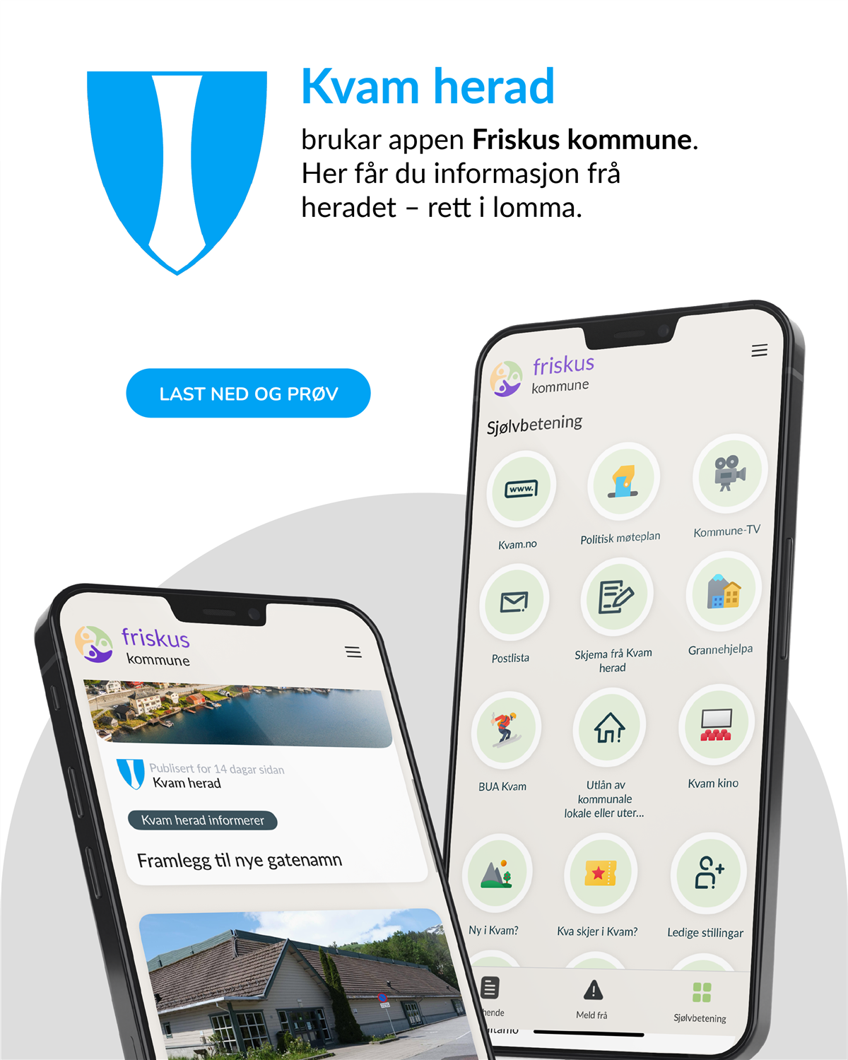 Informasjon frå heradet i ny app - Nettsider for Kvam herad